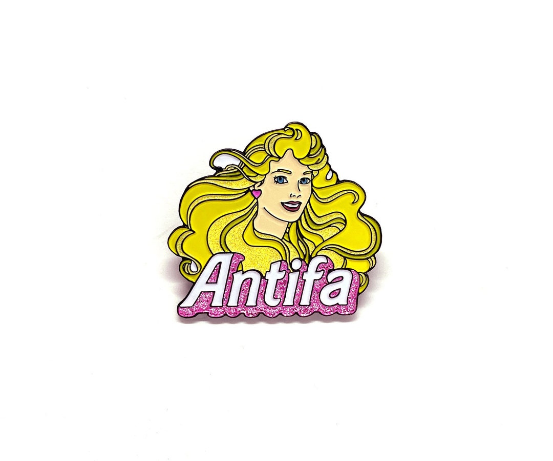 Cute Retro Antifa Glitter Enamel Pin Anti-fascist Lapel Pin Socialist ...