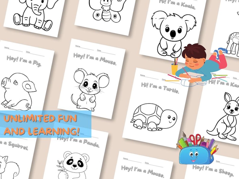 65 Cute Baby Animal Coloring Pages for Kids | Summer Educational Fun ...