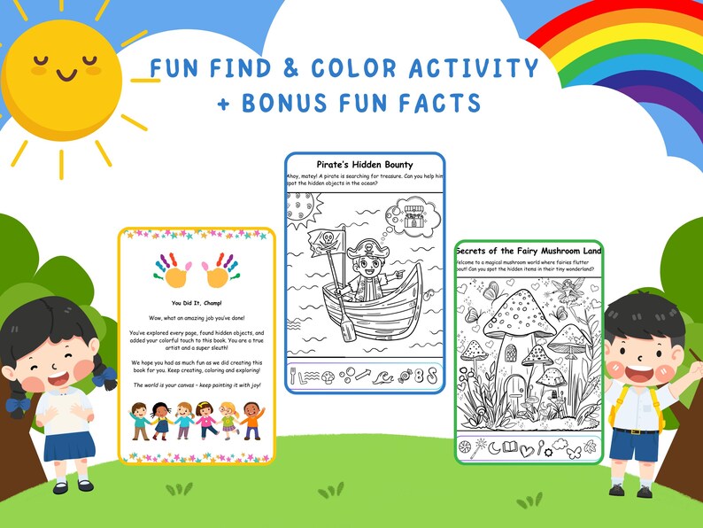 10 Printable Hidden Object Coloring Pages for Kids | Fun Find & Color ...