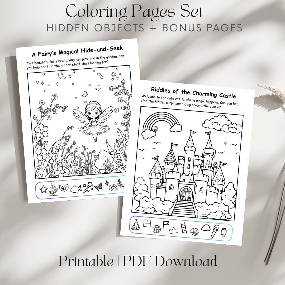 20 Printable Hidden Object Coloring Book Pages for Kids | Fun Find ...