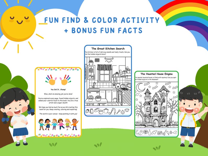 20 Printable Hidden Object Coloring Book Pages for Kids | Fun Find ...