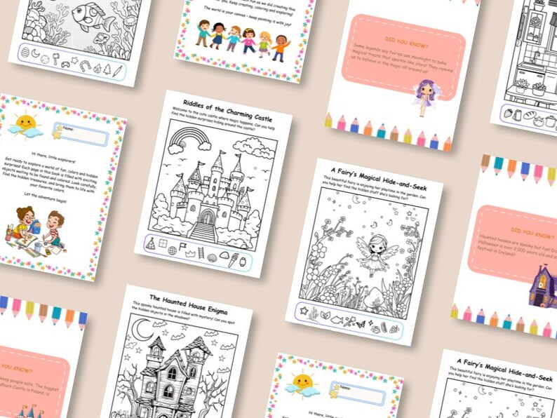20 Printable Hidden Object Coloring Book Pages for Kids | Fun Find ...