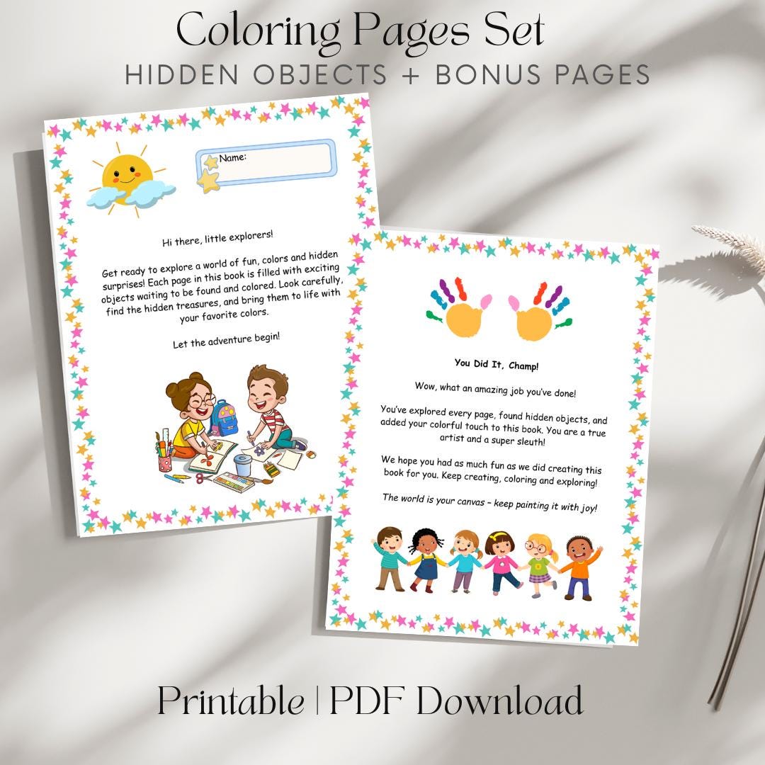 20 Printable Hidden Object Coloring Book Pages for Kids | Fun Find ...