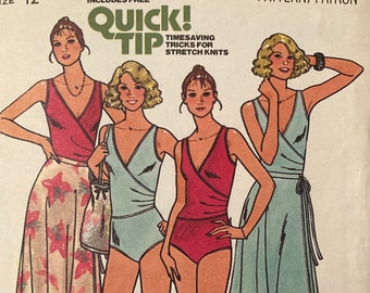 Butterick 6148 Mock Wrap Swimsuit & Wrap Skirt Pattern Misses Size 8 ...