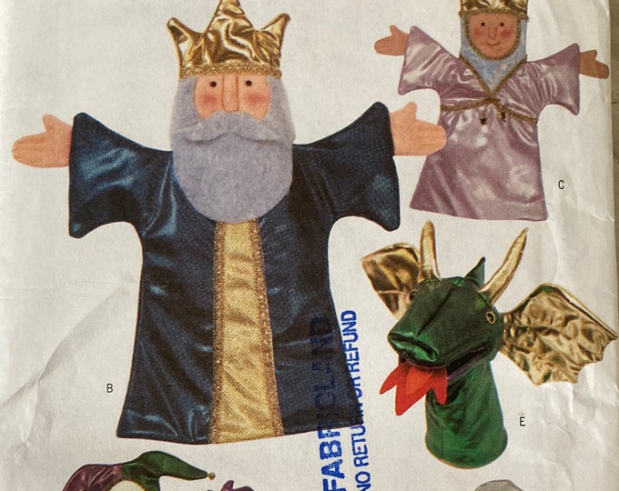 Sewing Pattern Puppet Theater King Queen Wizard Jester Dragon Knight ...