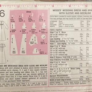 Vintage Sewing Pattern Misses Wedding Bridesmaids Dresses 1972 Size 12 ...