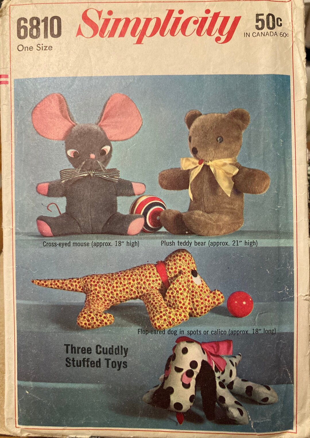 Vintage Sewing Pattern Stuffed Toys 1966 Mod Cross-eyed Mouse, Flop ...