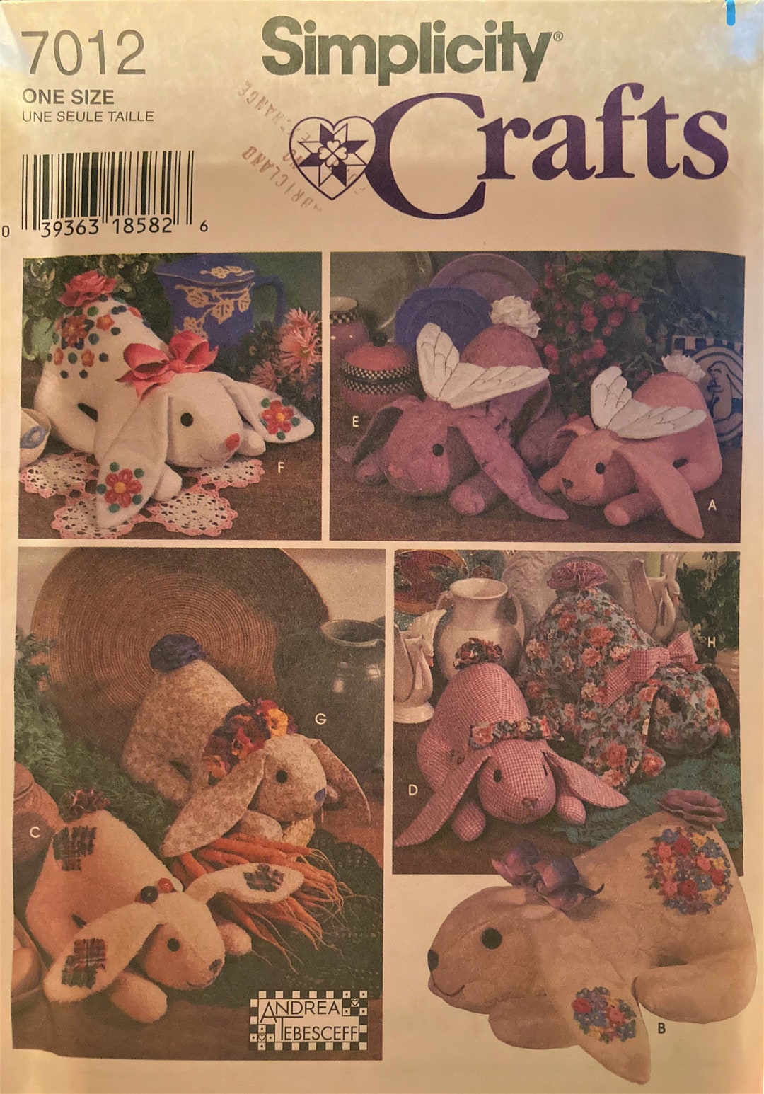 Decorative Rabbits Vintage Sewing Pattern Stuffed Bunnies 9 & 12 Toys ...