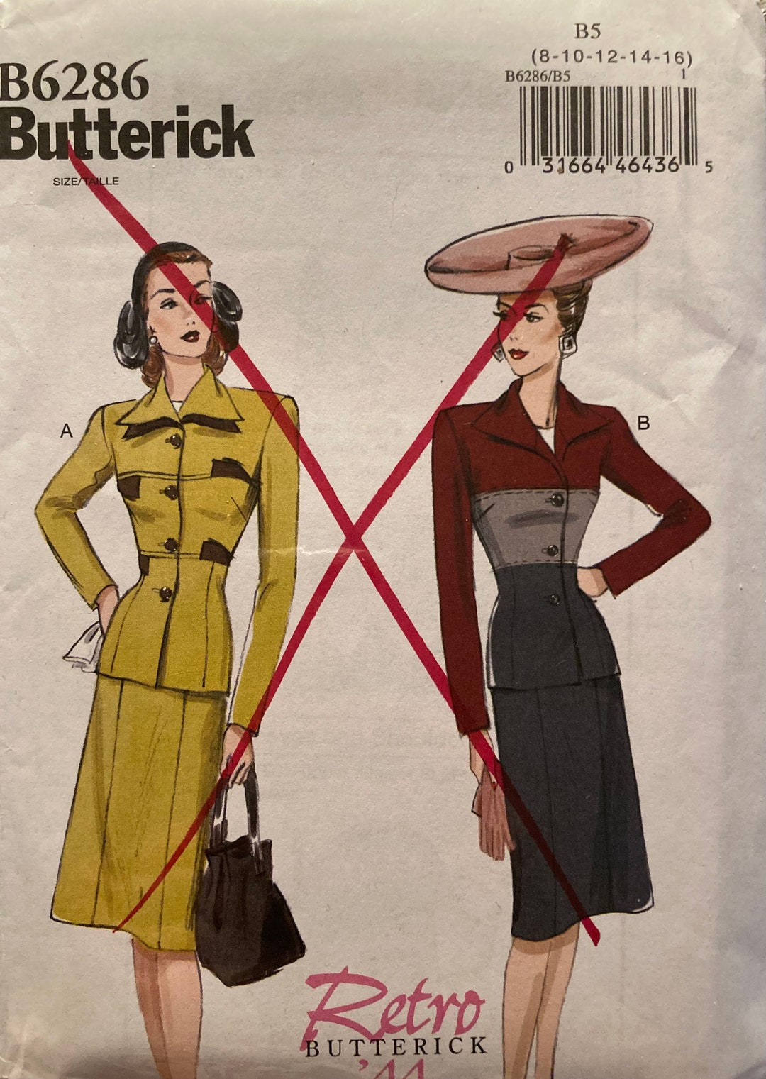 Vintage Sewing Pattern Reprint 1944 Semi Fitted Jacket & Skirt Retro ...