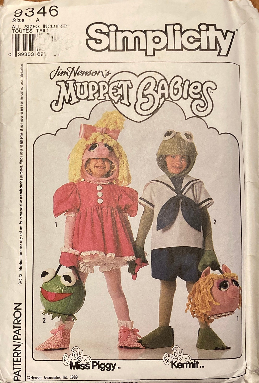 Muppet Babies Children's Costume Sewing Pattern Miss Piggy and Kermit ...