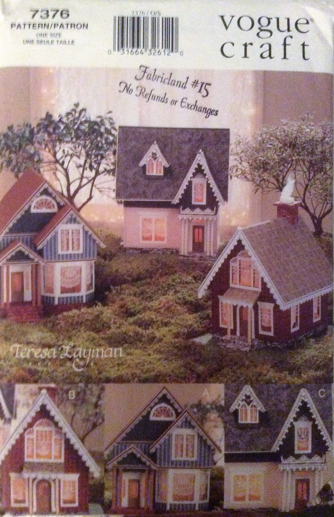 Vintage Vogue Sewing Pattern 7376 Miniature Victorian Village Houses ...