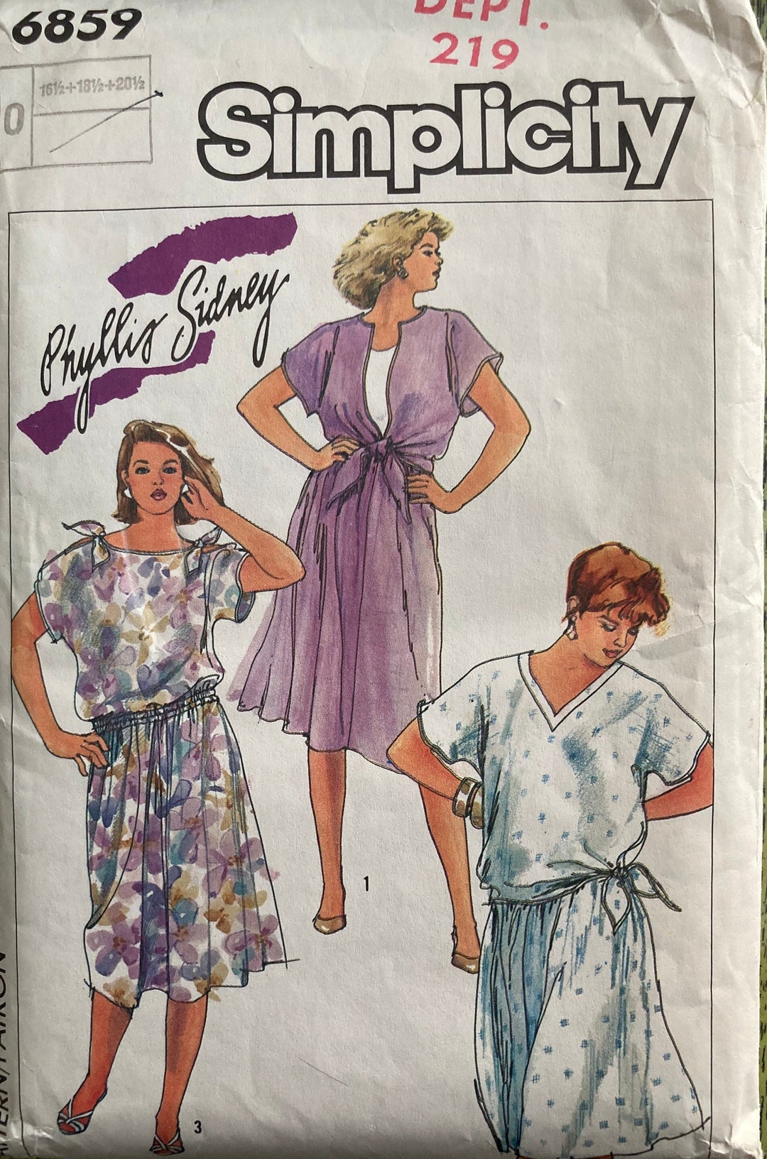 Vintage 1985 Sewing Pattern Classic 80's Two Piece Dress Size 16-1.2 ...