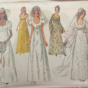 Vintage Sewing Pattern Misses Wedding Bridesmaids Dresses 1972 Size 12 ...