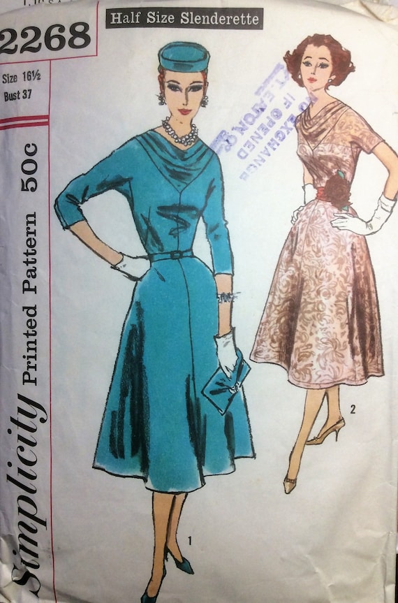 Vintage Sewing Pattern Dress and Ruched Belt 1957 Miss Size | Etsy