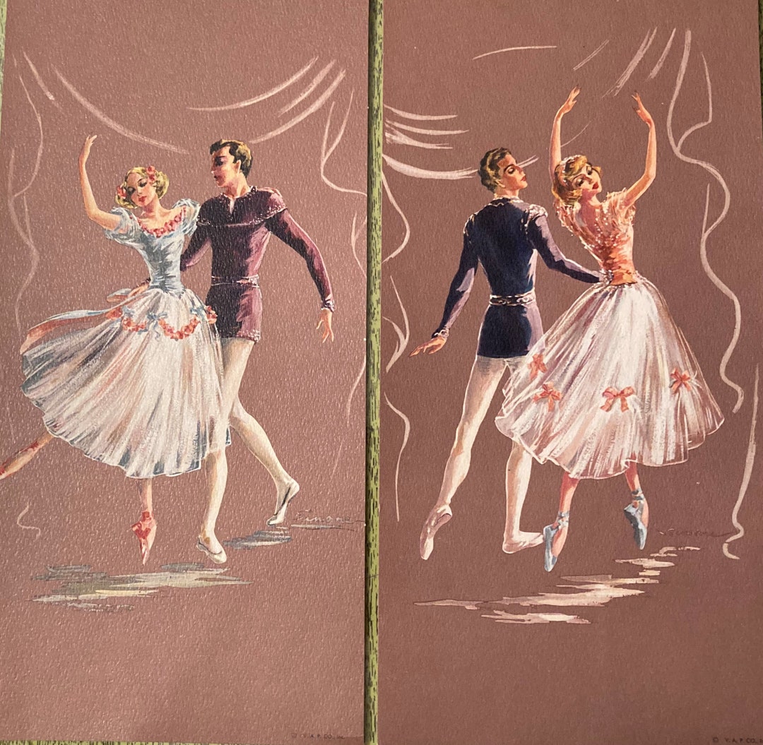 Vintage Ballet Dancer Prints 1950s Simone Art Kitschy Dance ...