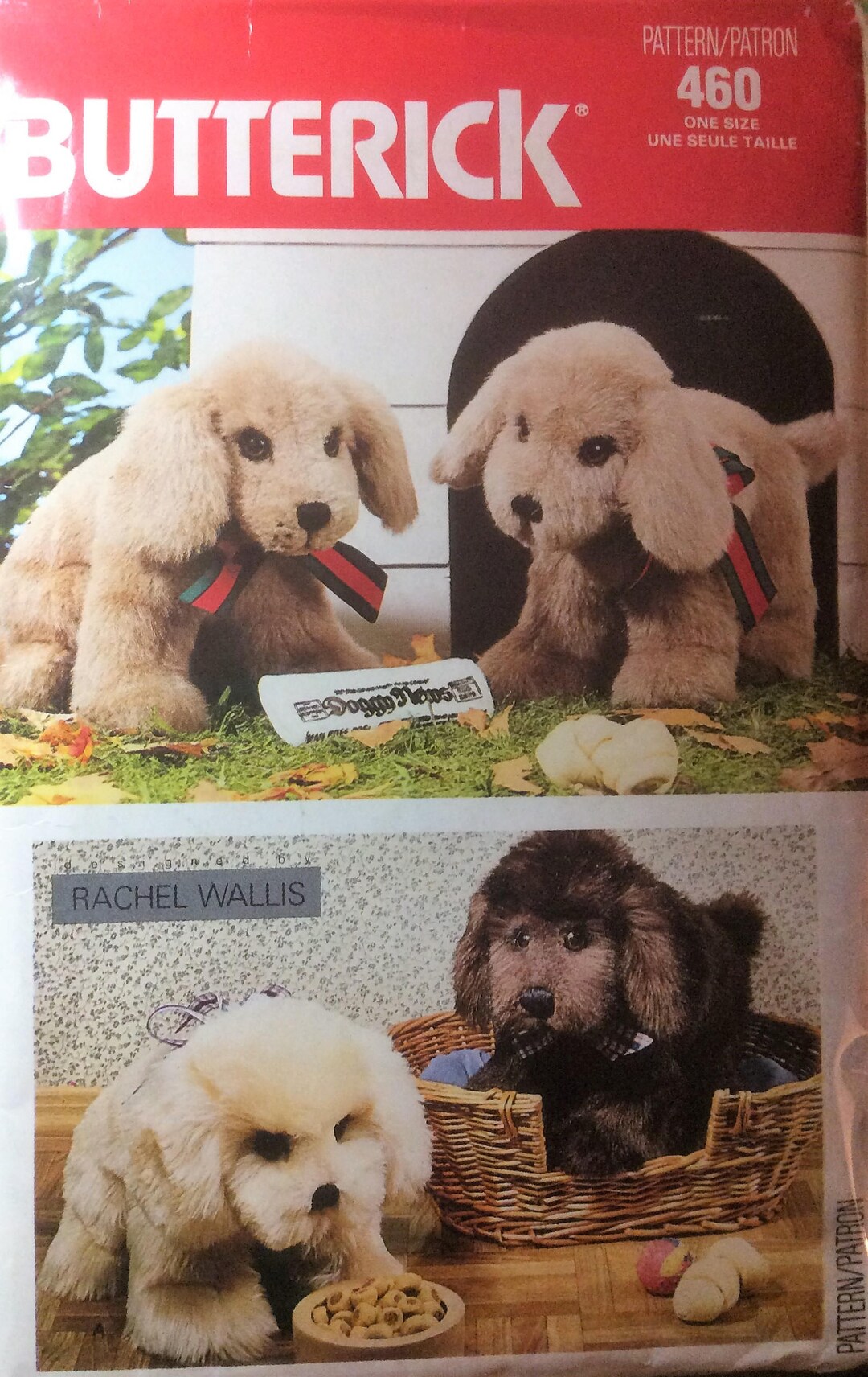 Vintage Sewing Pattern Dog Stuffed Toys Stuffed Animals 1987 Sitting ...