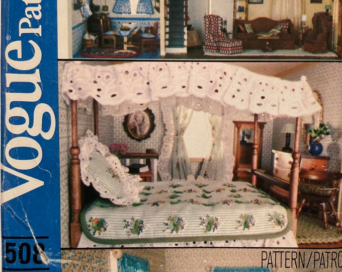 Vintage Sewing Pattern Dollhouse Furniture and Decor 1970s Uncut Vogue ...