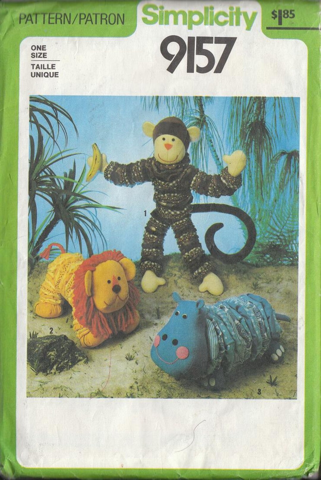 Vintage Sewing Pattern Puffed Circle Yoyo Animals Stuffed Toys Lion ...