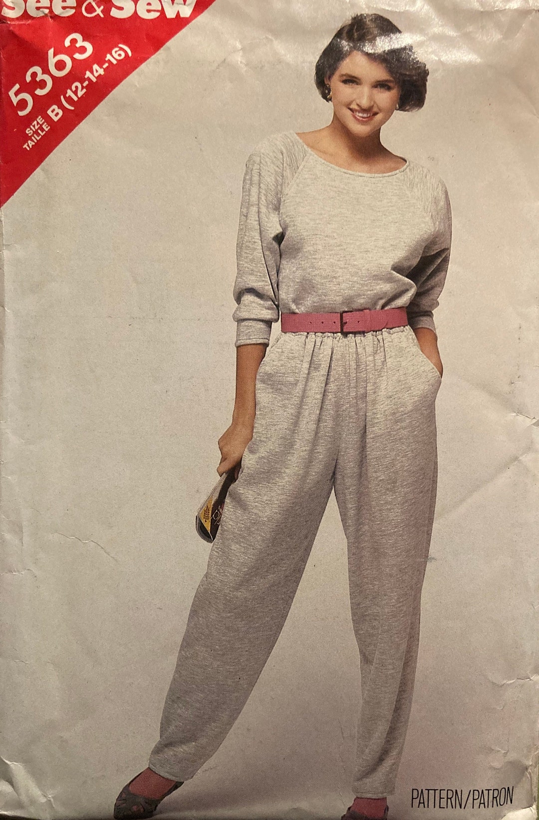 Vintage 1985 Sewing Pattern See & Sew 80's Pullover Raglan Top and ...