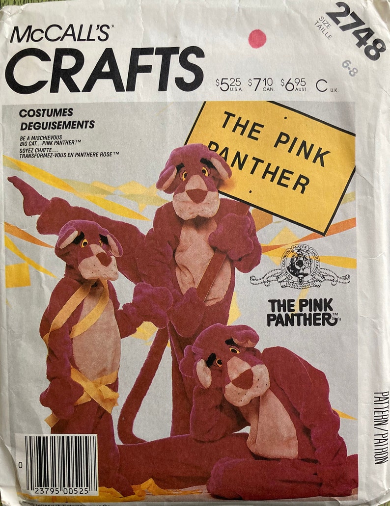 Pink Panther Costume Sewing Pattern Children's Size 6-8 | Etsy