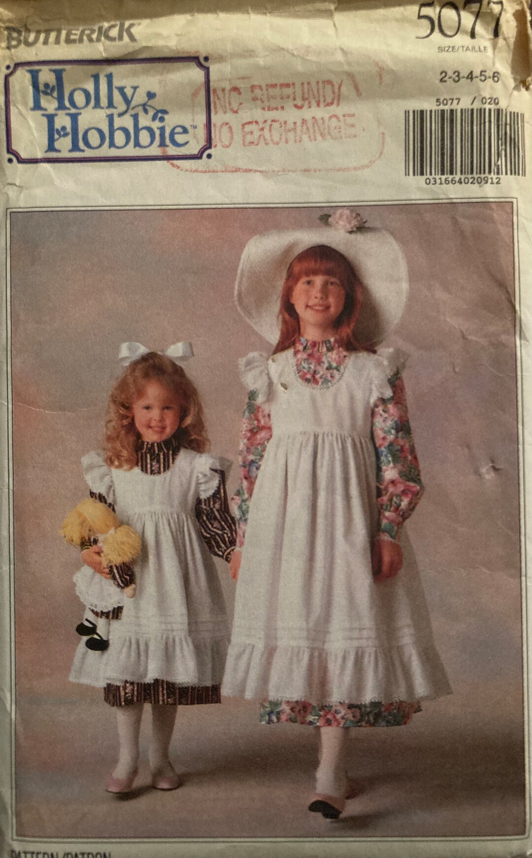 Vintage Holly Hobbie Sewing Pattern Girls and Dolls Long Sleeved Dress ...