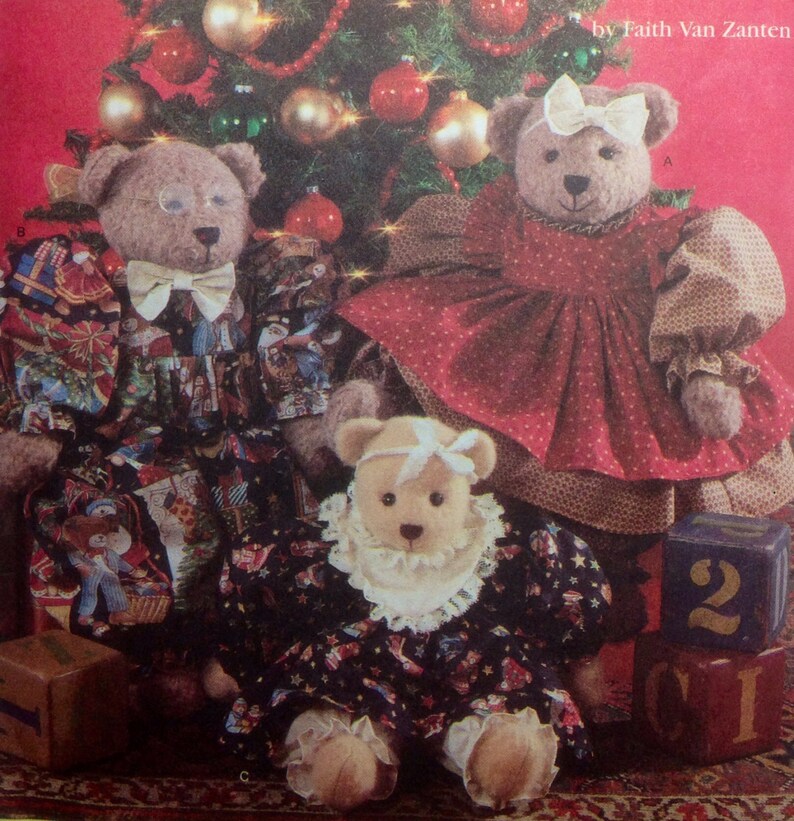 Sewing Pattern Holiday Teddy Bears Family Stuffed Toys - Etsy