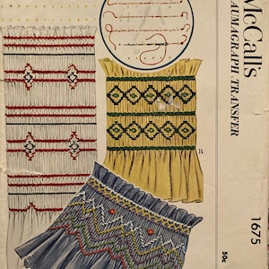 Vintage English Smocking Sewing Pattern 1951 Yellow and Blue Dot ...