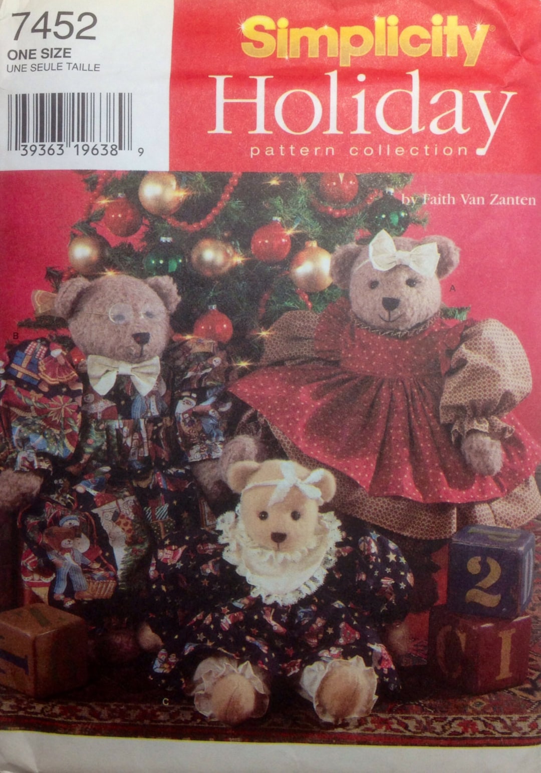 Sewing Pattern Holiday Teddy Bears Family Stuffed Toys 22" and 18 ...