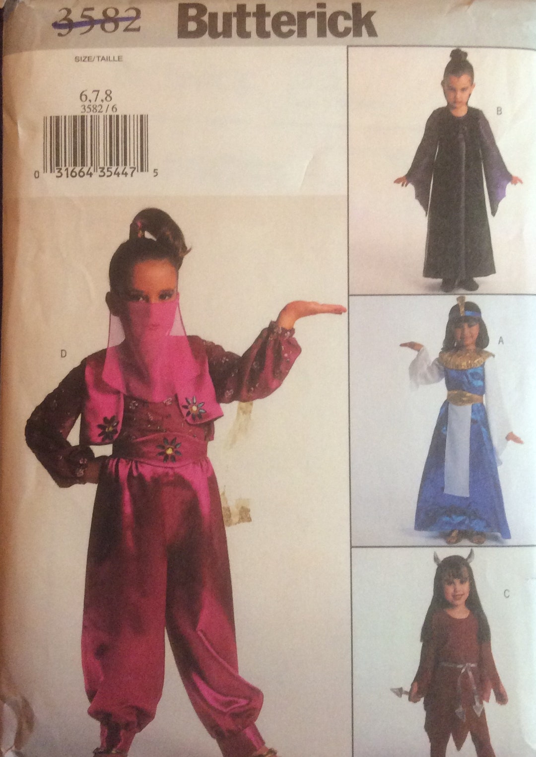 Sewing Pattern Girls Arabian Jasmine Egyptian Nefertiti Devil Dresses ...