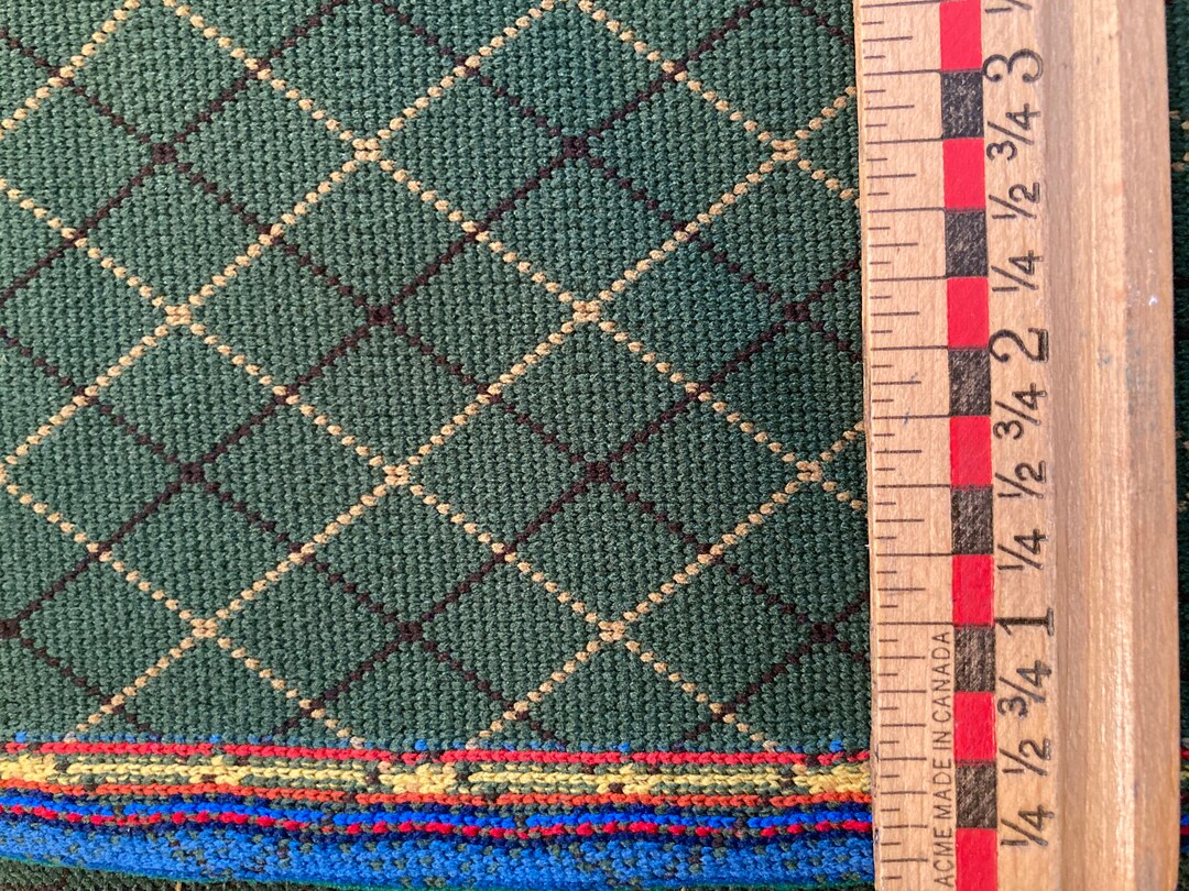 Vintage Fortrel Knit Polyester Fabric 1970s Green Black Yellow Plaid ...