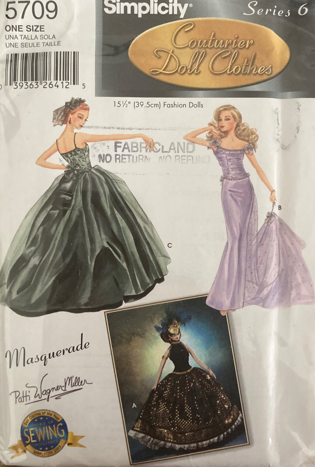 15-1/2" Fashion Doll Wardrobe Couturier Doll Clothes Sewing Pattern ...