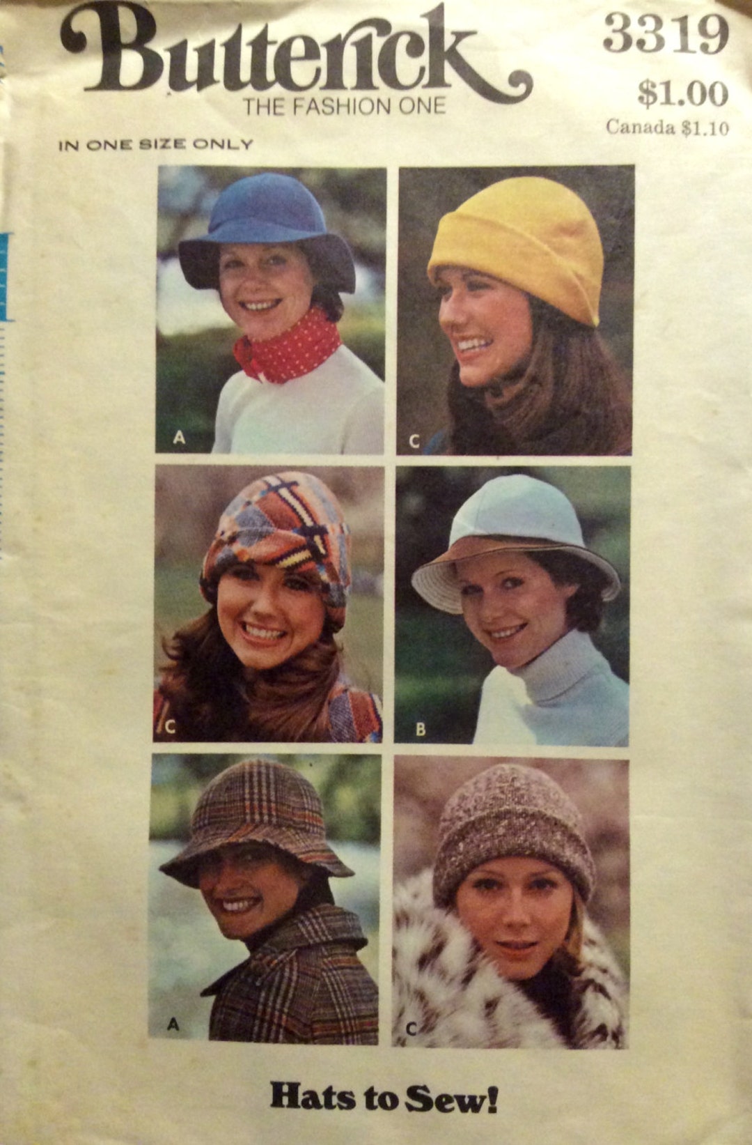 Vintage Sewing Pattern Hats and Caps 1970s Fashion Accessories Toques ...