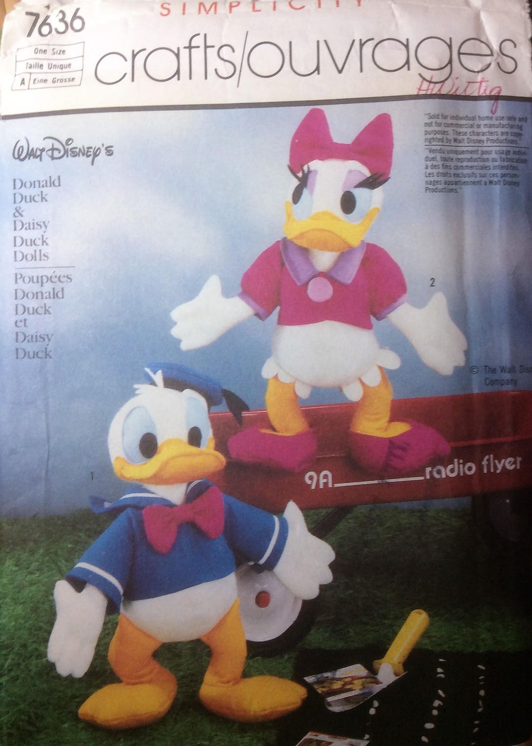 Vintage Sewing Pattern Walt Disney Classic Donald and Daisy Duck Dolls ...