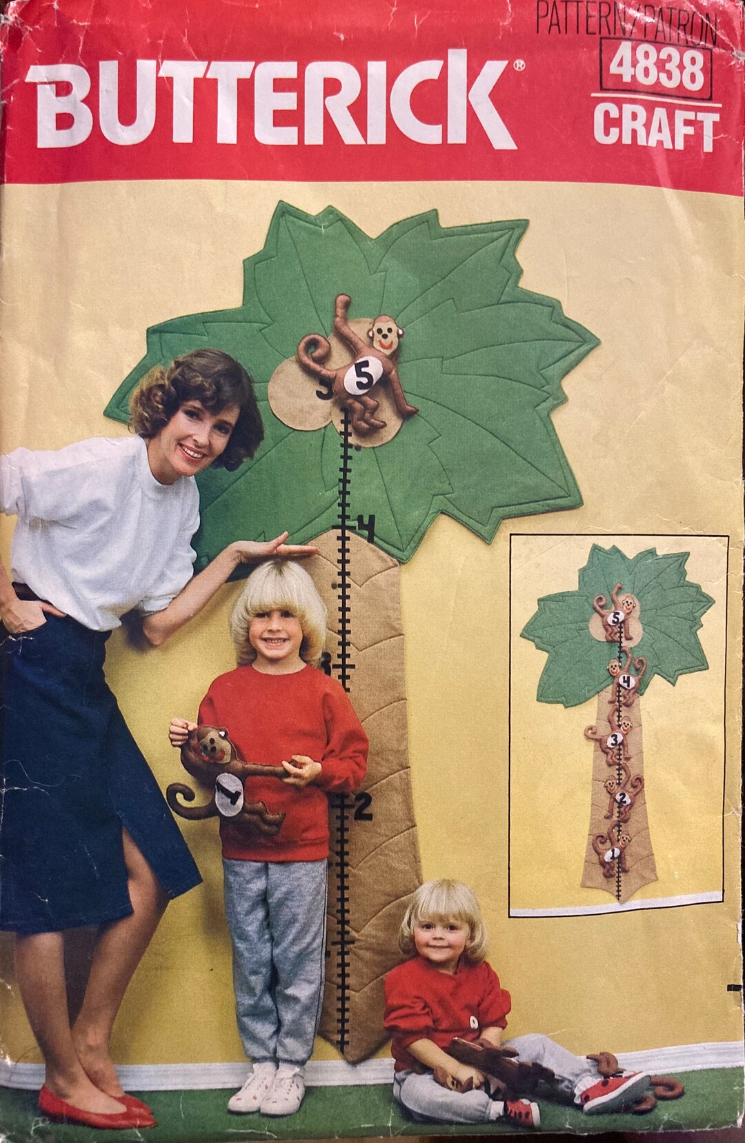 Growth Chart Vintage Sewing Pattern Palm Tree 74" Tall Detachable ...
