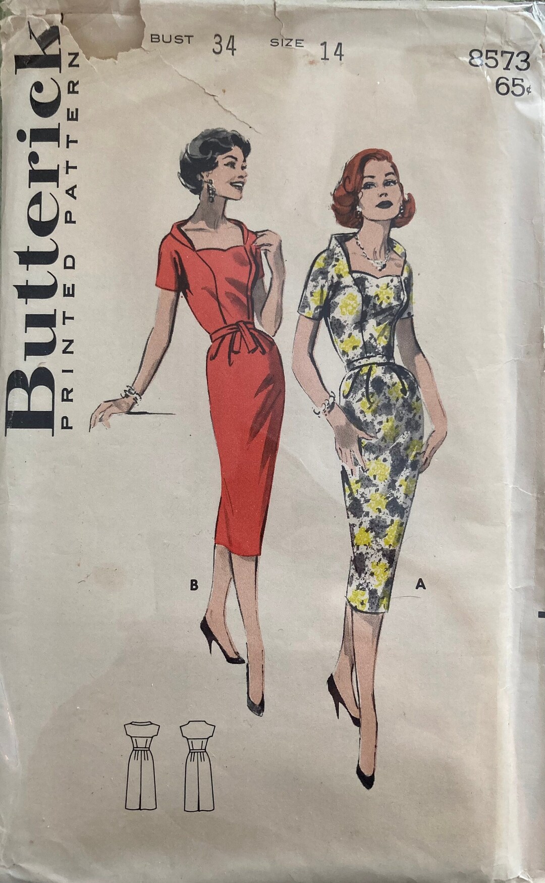 Vintage Sewing Pattern 1958 Misses Shapely Portrait Neckline Fitted ...