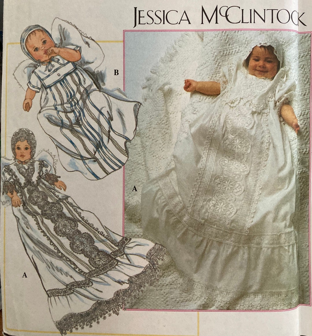 Vintage Sewing Pattern Jessica Mcclintock Christening Gowns Slips and ...