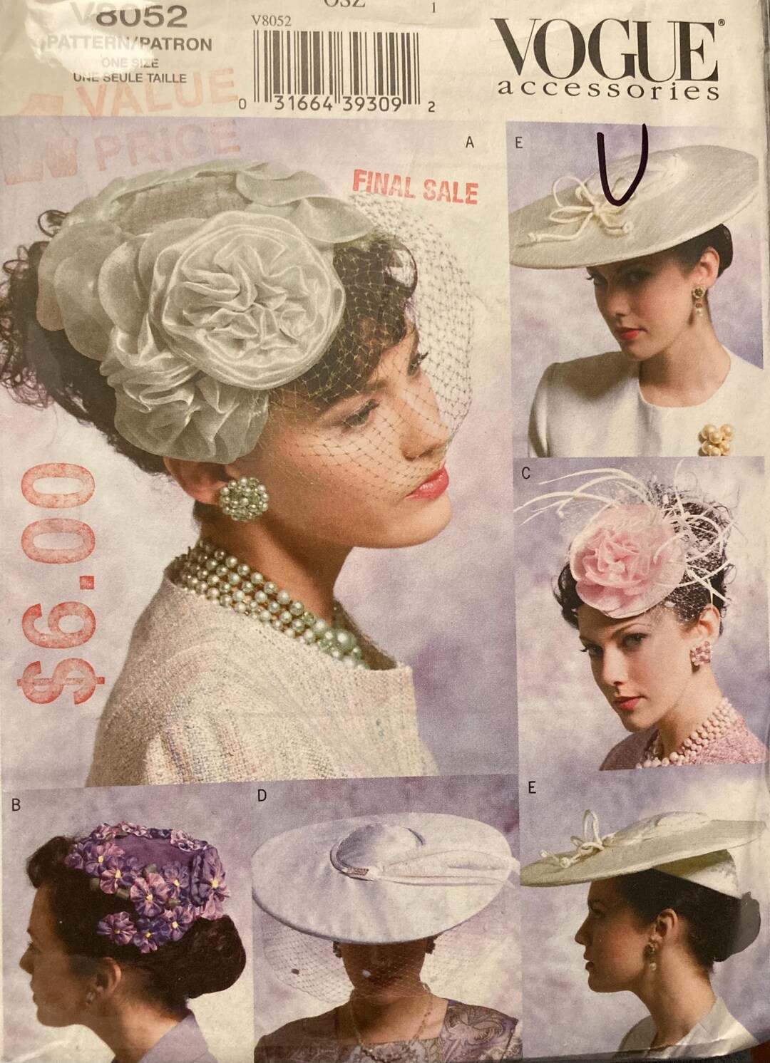 Millinery Sewing Pattern Vintage Hats Fascinator Cartwheels Juliet Caps ...