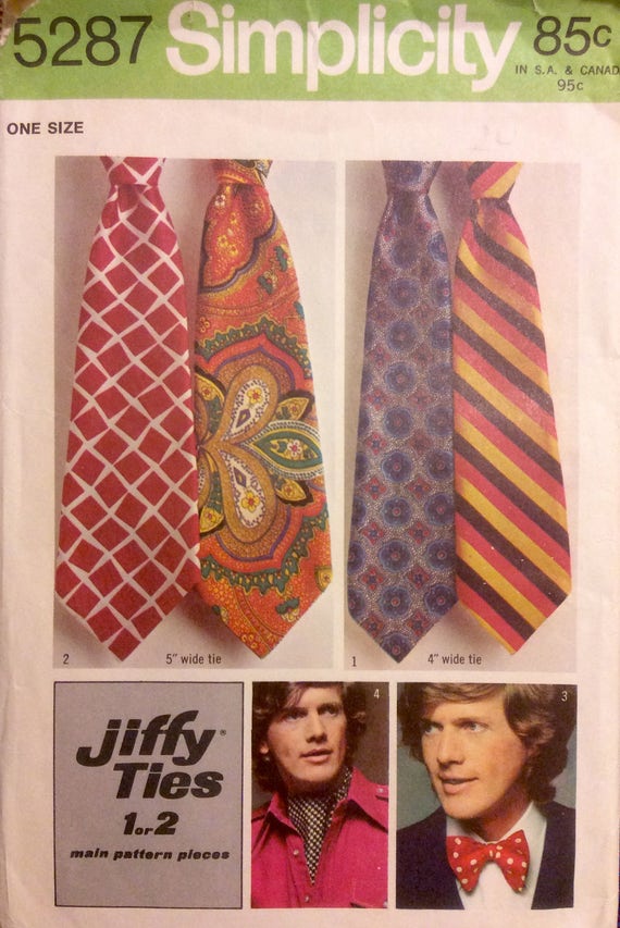 Vintage Sewing Pattern Retro Wide Ties Bow Tie and Ascot | Etsy