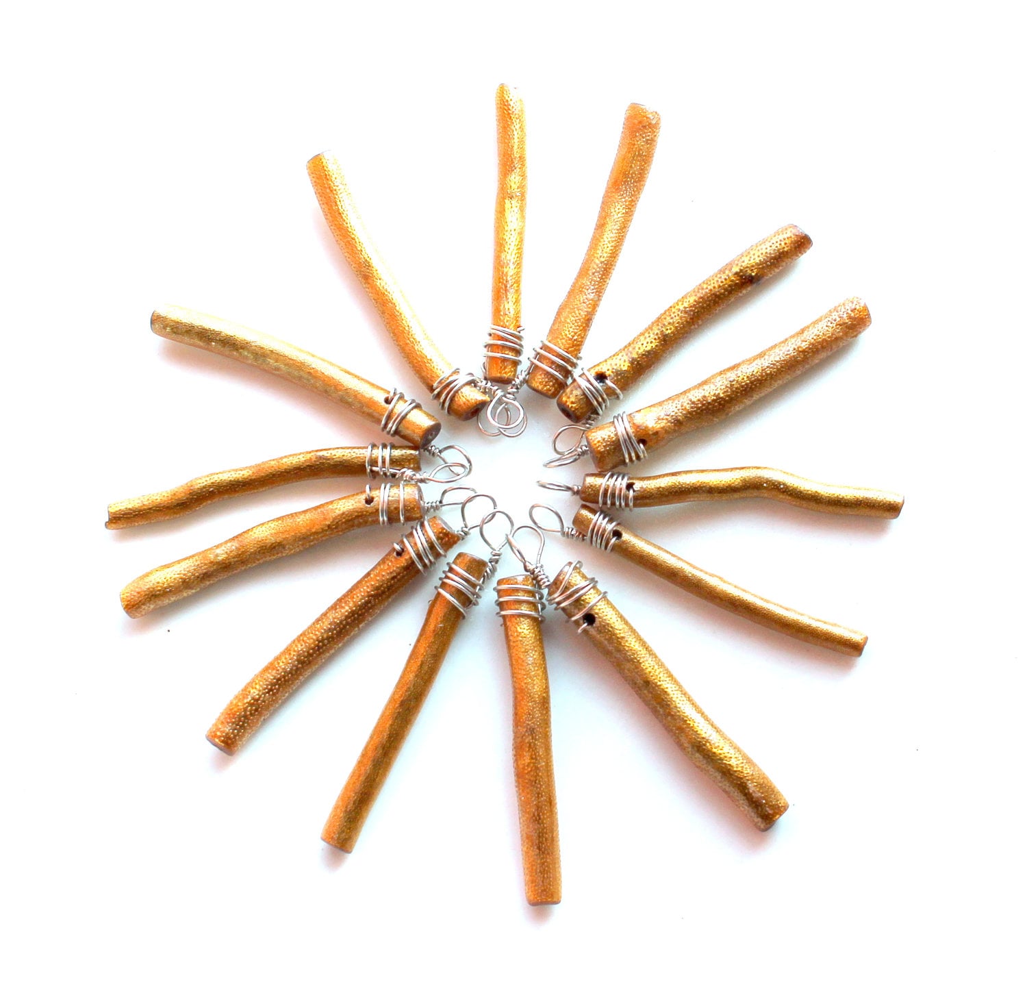 Gold Coral Sticks 10 for 10. Wire Wrapped Sea Coral Crafting - Etsy