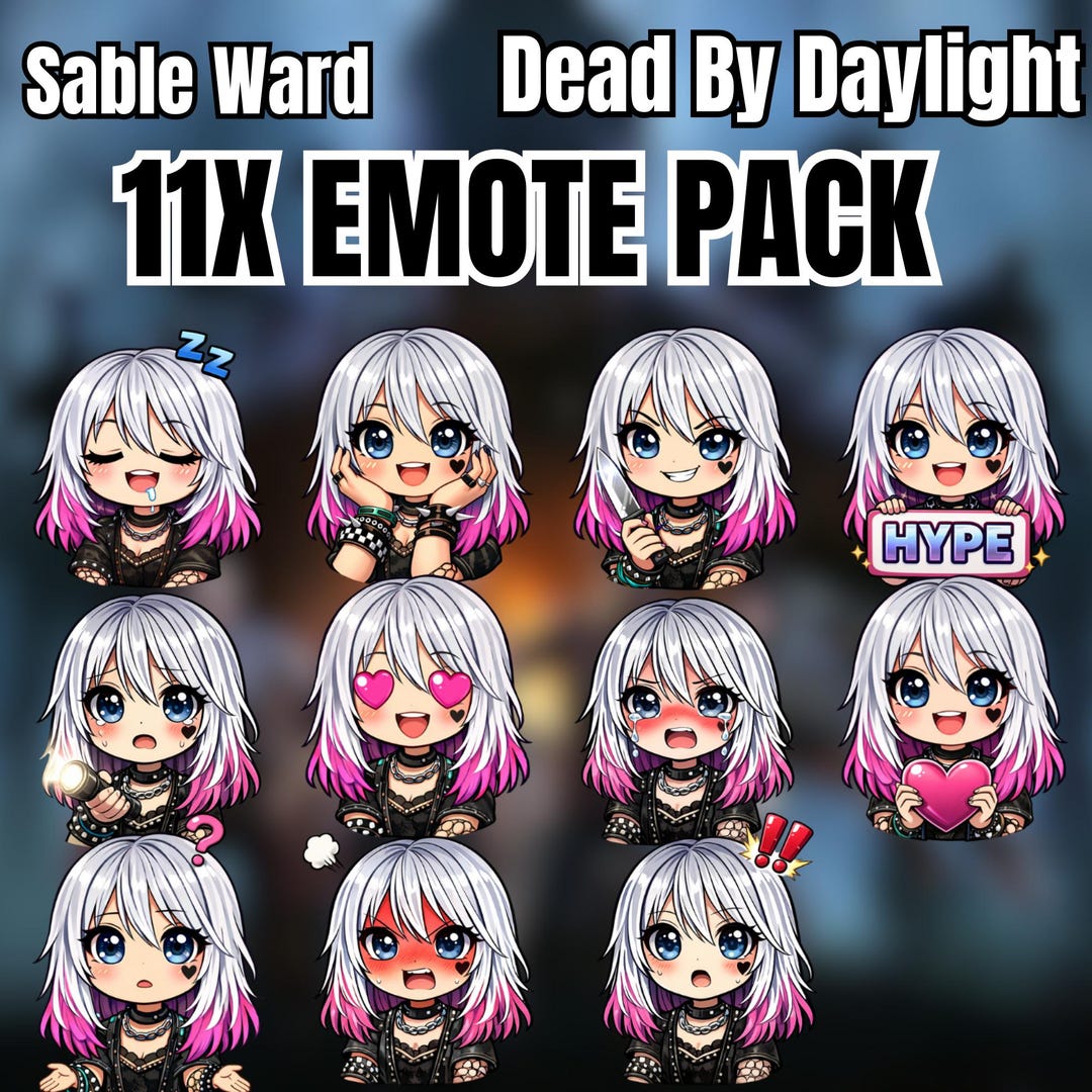 Sable Ward Emotes Pack | Dead by Daylight Twitch Emotes | Chibi Goth ...