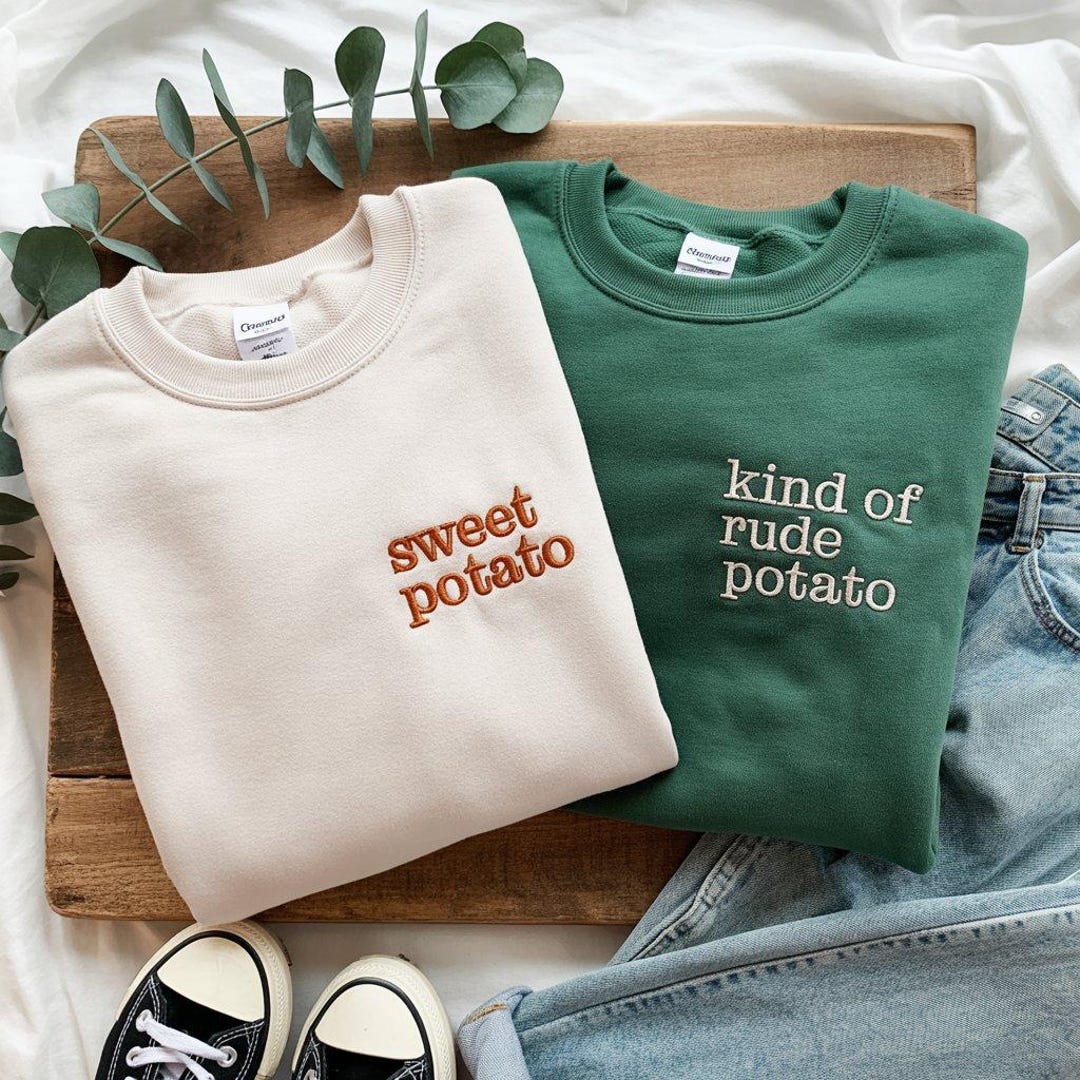 Embroidered Potato Sweatshirt Set: Funny Matching Couple Shirts - Etsy