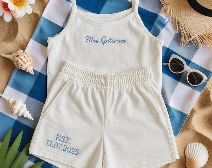 Embroidered Bride Tank and Jogger Set | Bride Sweat Set | Bridal Tank ...