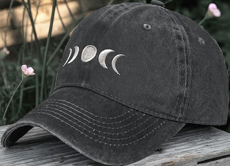 Embroidered Gothic Goth Crescent Moon Hat, Adjustable Embroidered ...