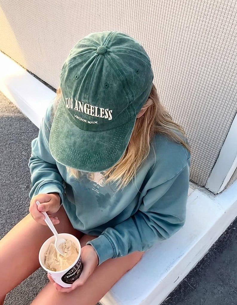 Vintage Embroidered Los Angeles Cap: Green Cotton Baseball Hat - Etsy