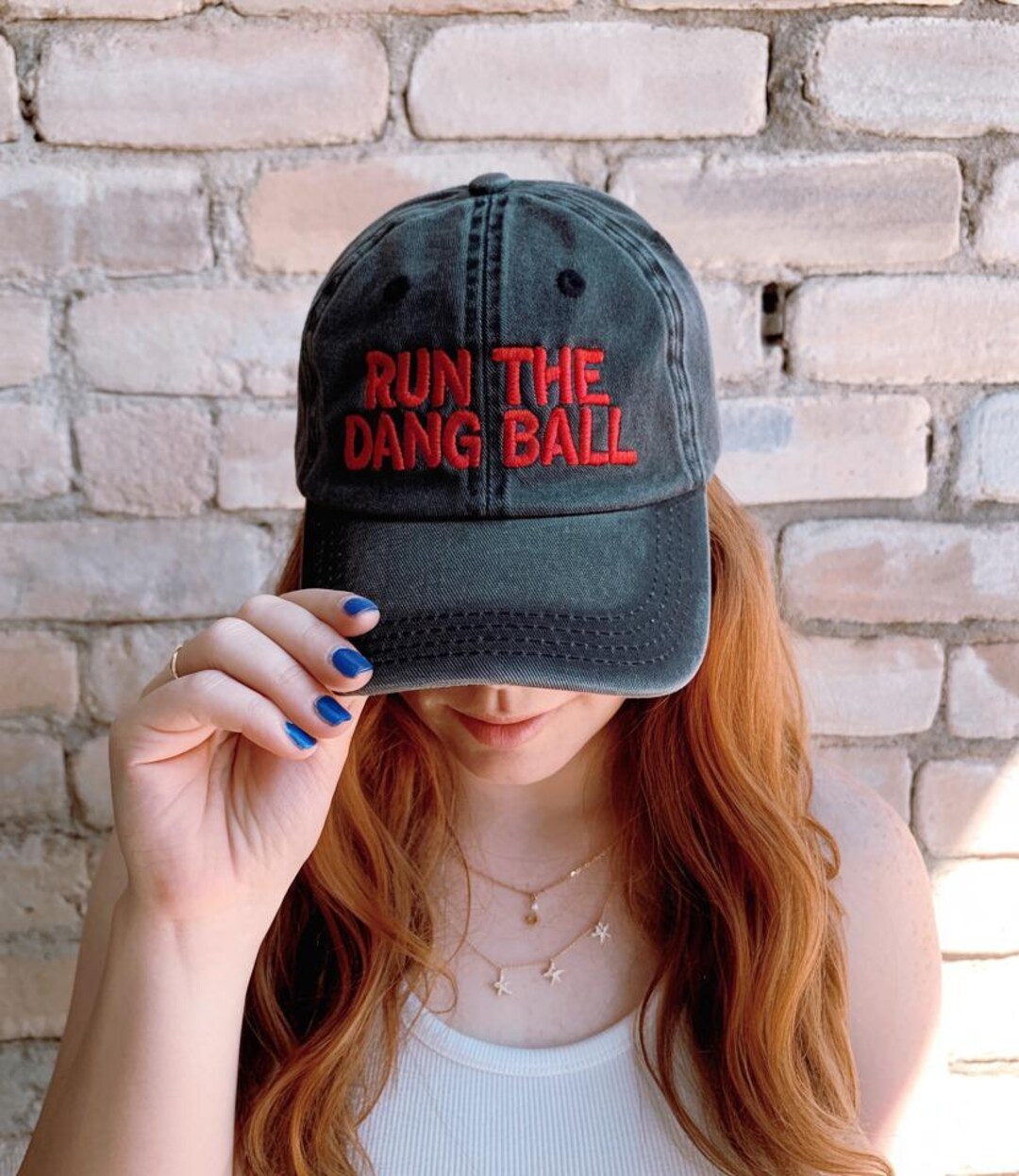 Embroidered Run the Dang Ball Hat, Football Hat, Custom Embroidered Hat ...