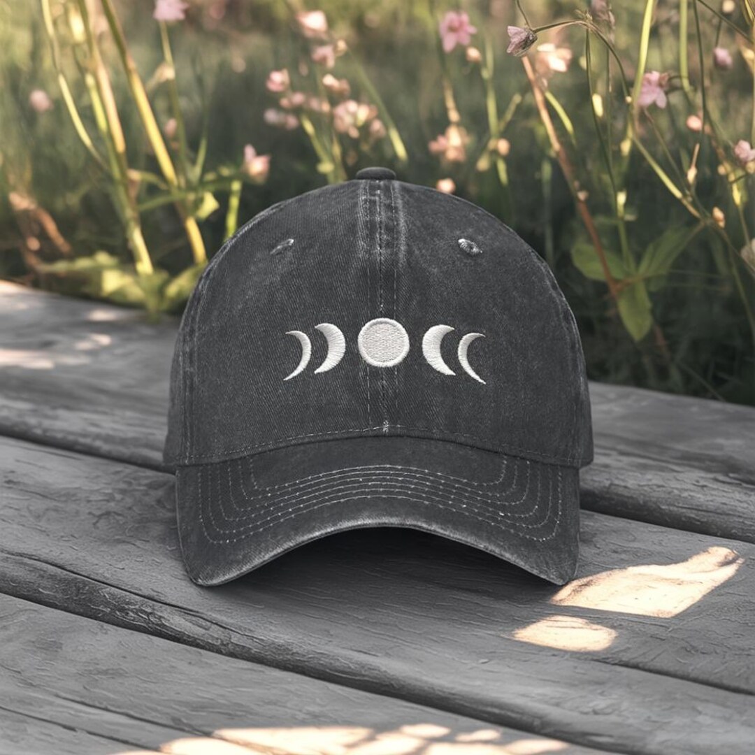 Embroidered Gothic Goth Crescent Moon Hat, Adjustable Embroidered ...