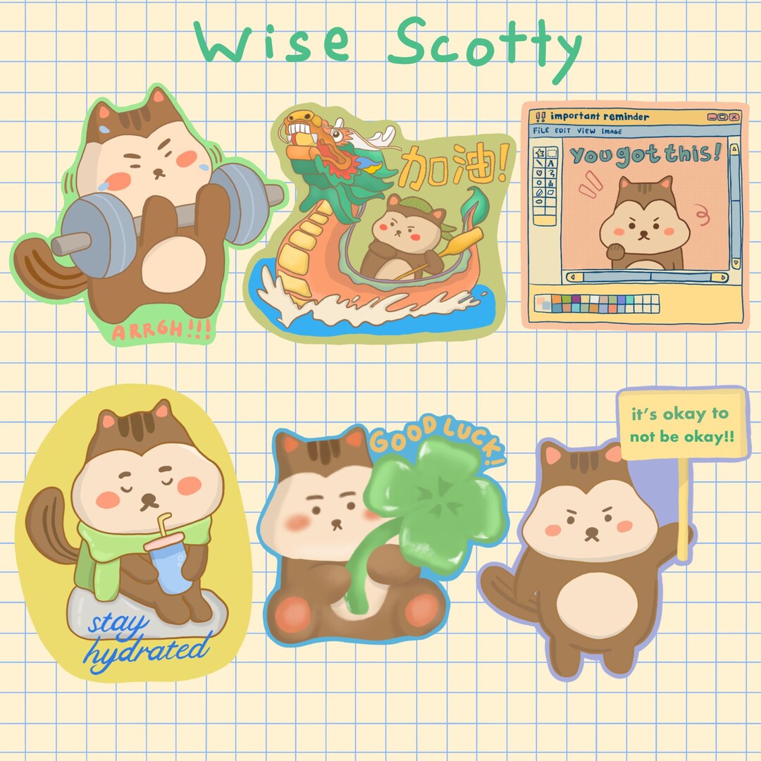 Chonky Scotty Sticker Wise | Cute Vinyl Stickers | Kawaii Stickers ...