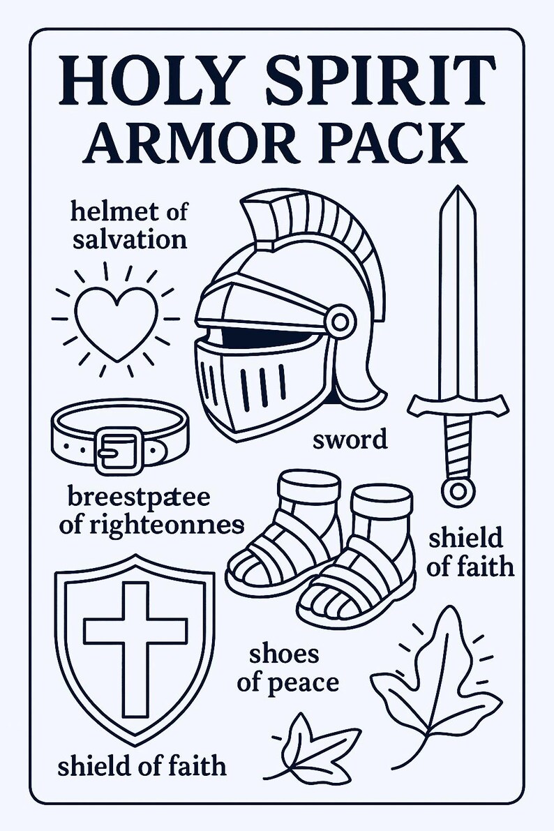 Divine Armor & Identity Coloring Bundle – 5 Printable Faith-based Pages ...
