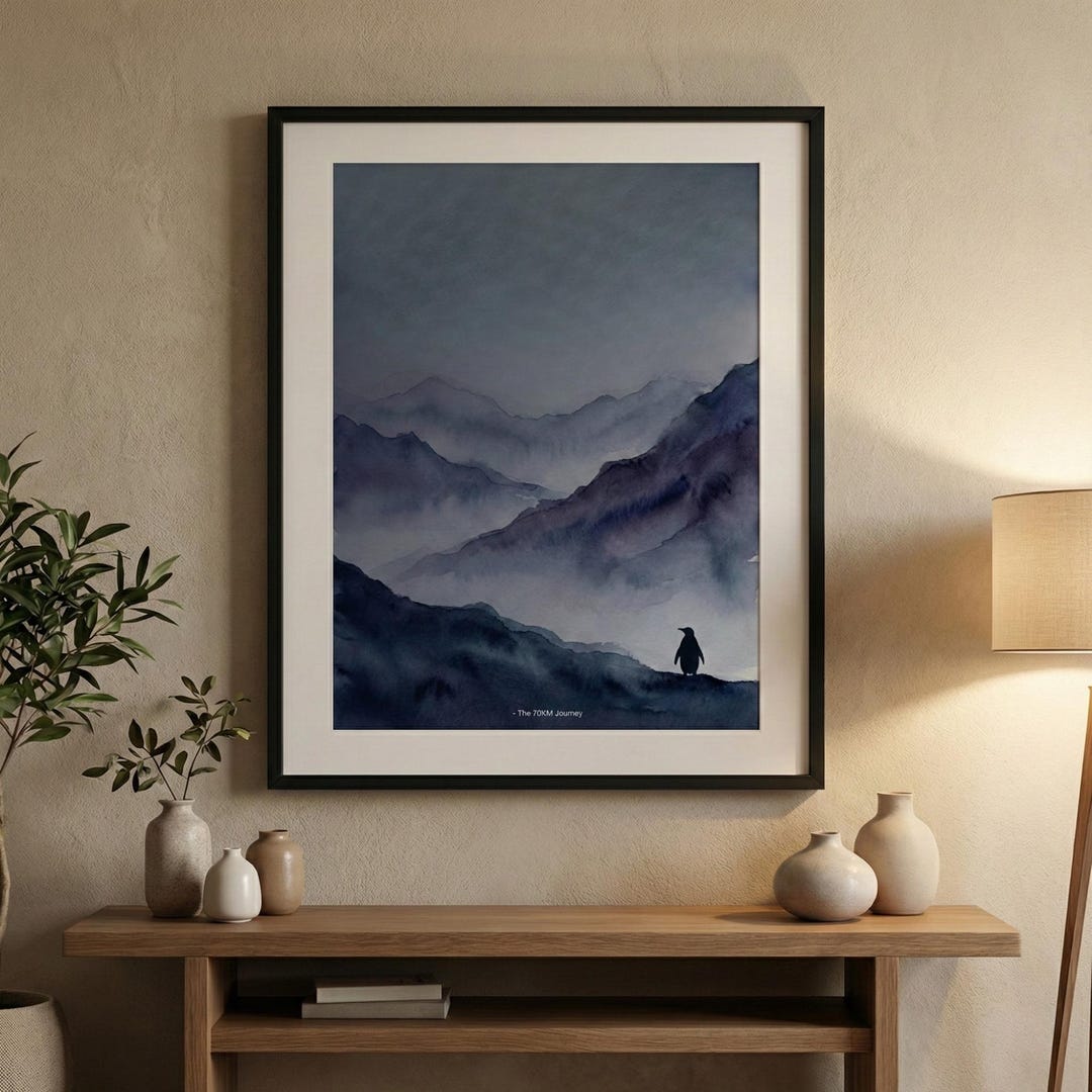 Nihilist Penguin Art Print: Minimalist Antarctic Landscape (digital ...
