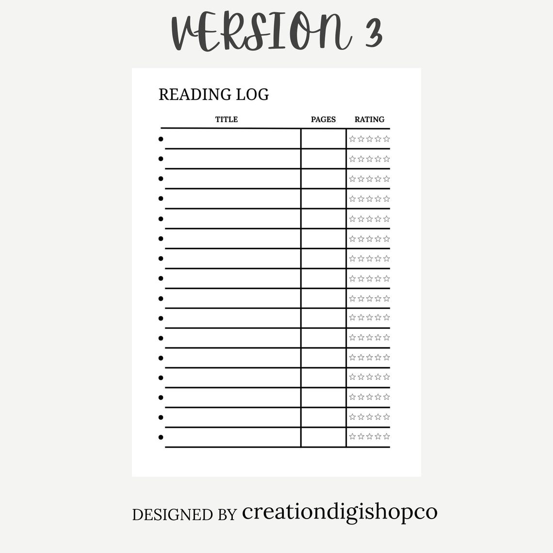 Student Reading Log Printable | Daily Reading Journal Log | Track Books ...